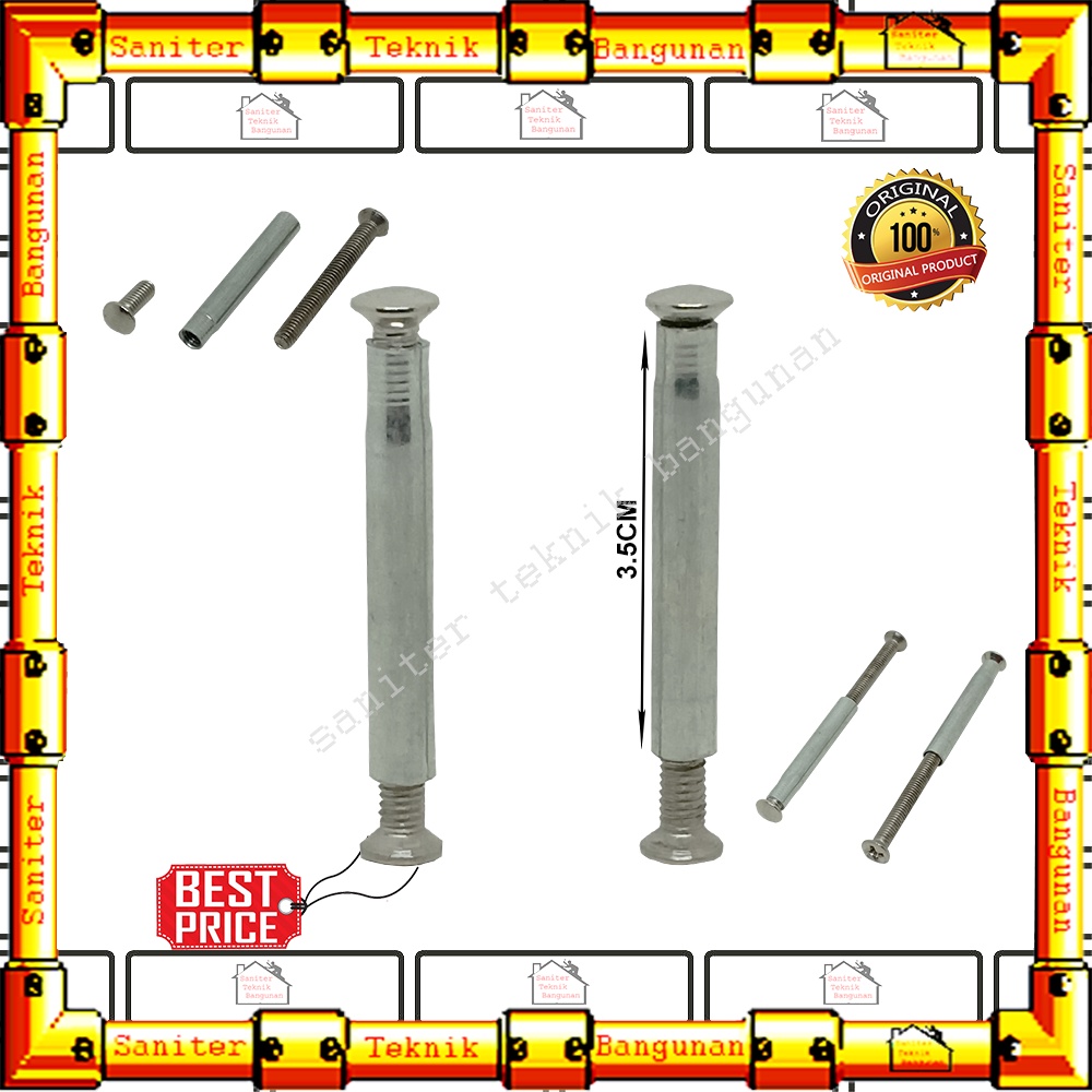 Jual Baut Tanam Skrup Tanam Kunci Pintu 1 Set 2 Pcs Baut Kunci Pisah ...