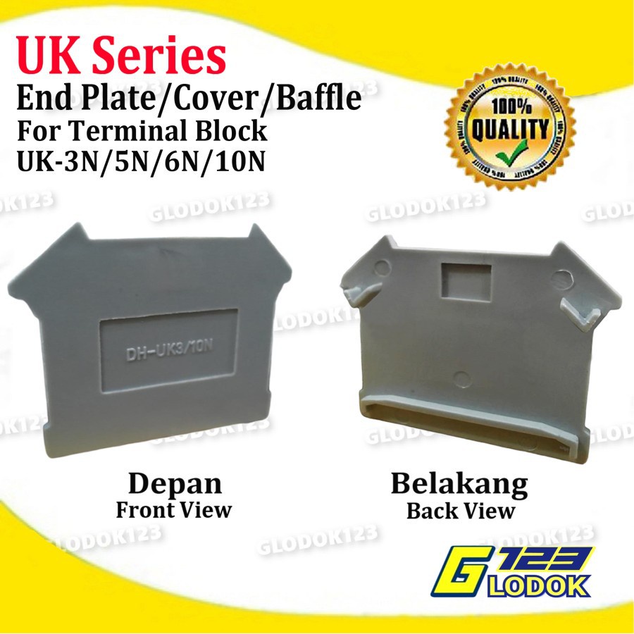 Jual End Plate Cover Penutup Terminal Block Din Rail For UK 3 5 6 10N ...