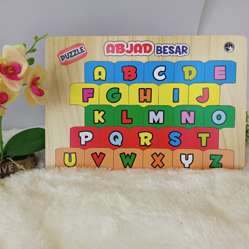 Jual Puzzle Kayu Mengenal Huruf Abjad Membaca Mainan Anak Mainan ...