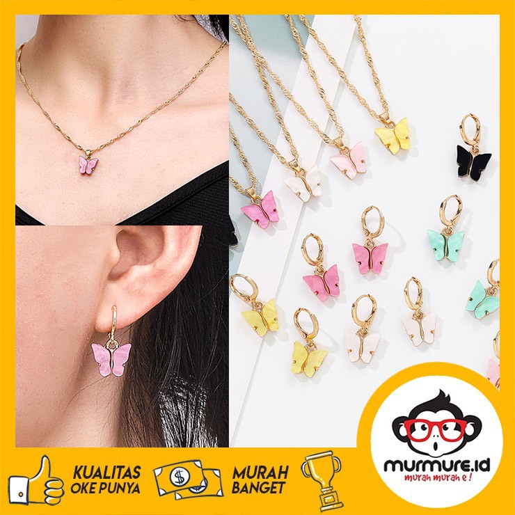 Jual MURMURE.ID | KALUNG ANTING BUTTERFLY NECKLACE RANTAI AKRILIK KUPU ...