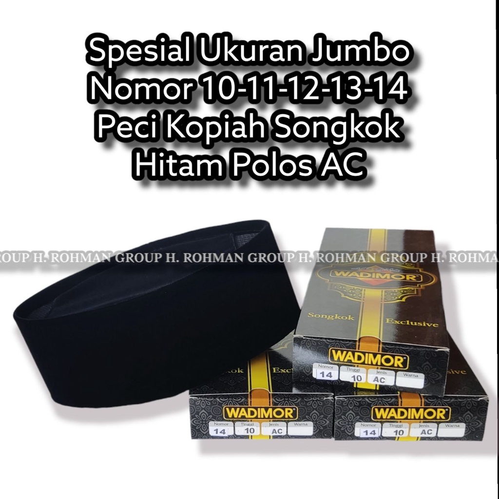 Jual Wadimor Kopiah Hitam Ukuran Jombo Songkok Polos Ac Bigsize Kopeah ...