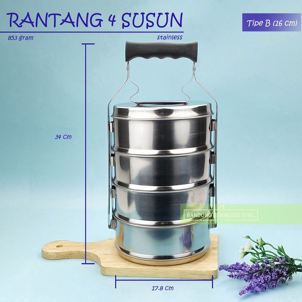 Jual Rantang stainless 4 susun diameter 14cm/16cm | Shopee Indonesia