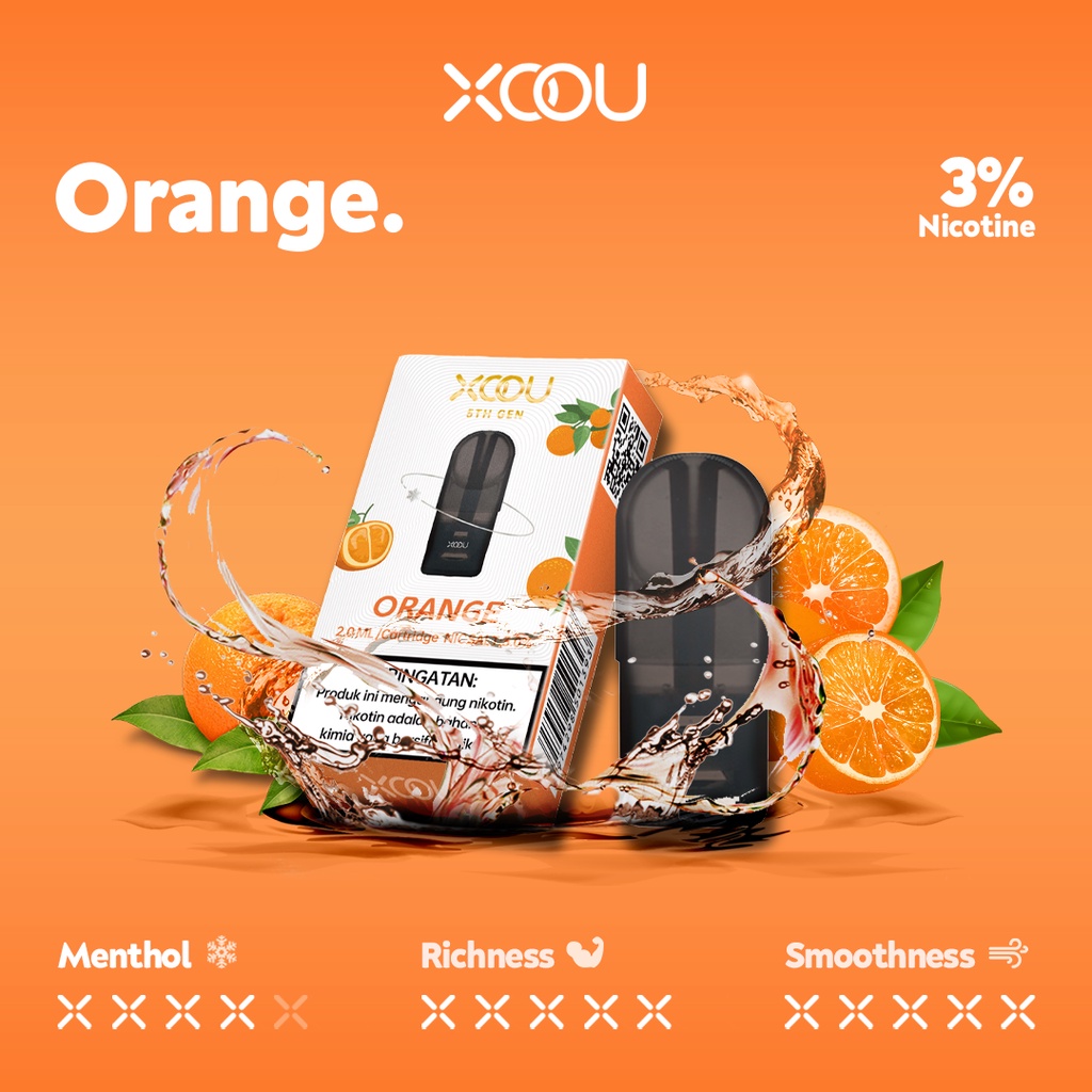 Jual [RELX COMPATIBLE] XOOU Mint Flavour Pods / Cartridge - Orange ...