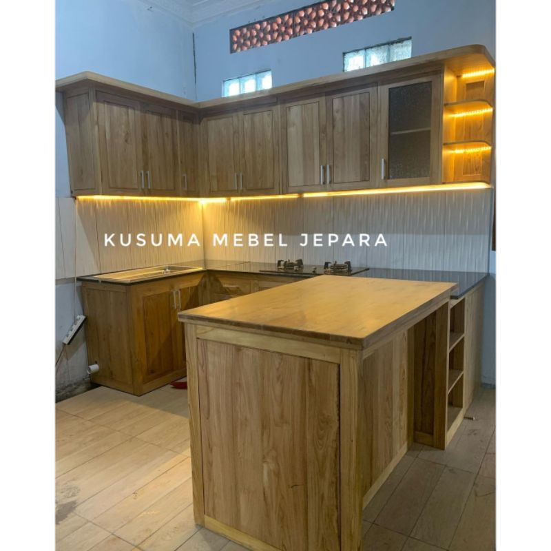 Jual Kitchen Set Model Minimalis Kayu Jati (Panjang 250cm, Lebar 150cm ...