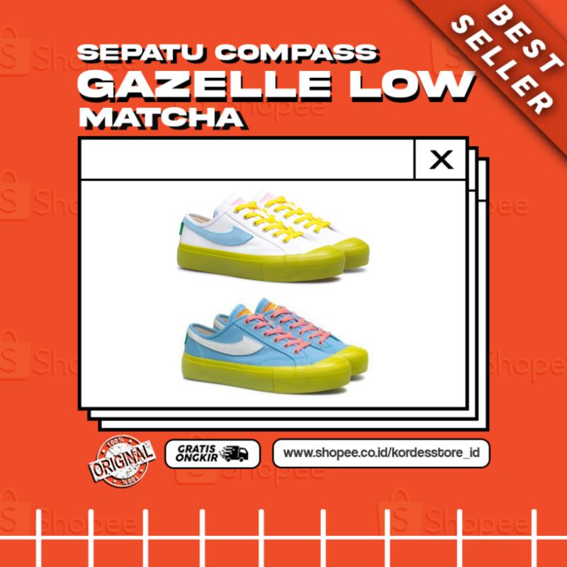 Jual (BNIB) Sepatu Compass Gazelle Low Matcha White & Matcha Blue ...