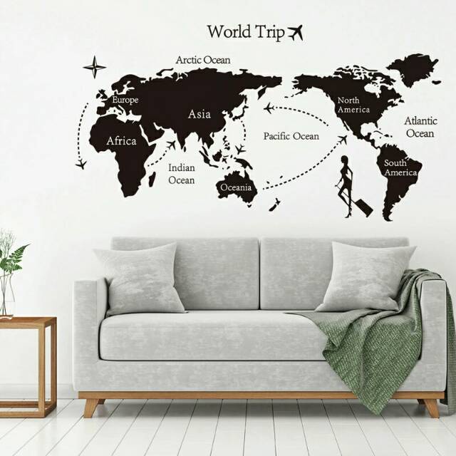 Jual METH JM7225 MAP WORLD TRIP wallsticker 60x90 wallstiker ...