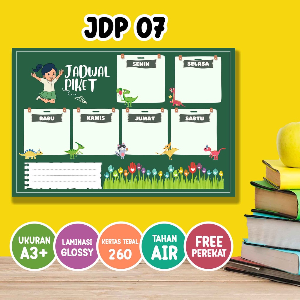 Jual Wipe And Clean Poster Jadwal Piket / Picket Schedule / Untuk Anak ...