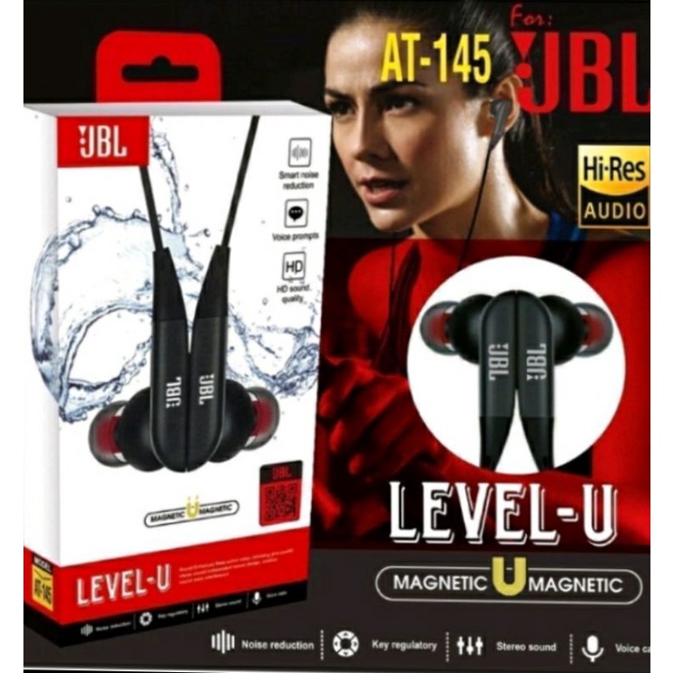 Jual Headset JBL AT-145 Hansfree LEVEL U MAGNETIC Stereo Earphone Extra ...