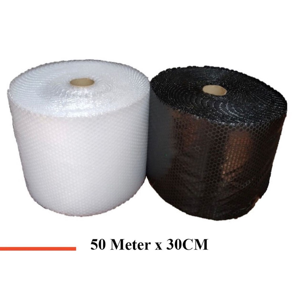 Jual BUBBLE WRAP ukuran 30cm x 50m warna HITAM / PUTIH Perlengkapan ...