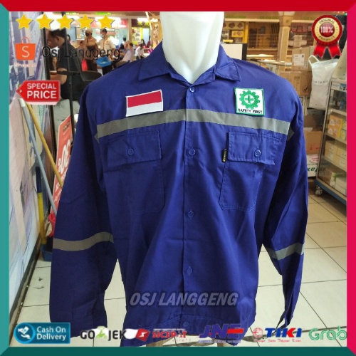 Jual Baju Atasan Safety American Drill Biru Bca - Atasan Safety Proyek ...