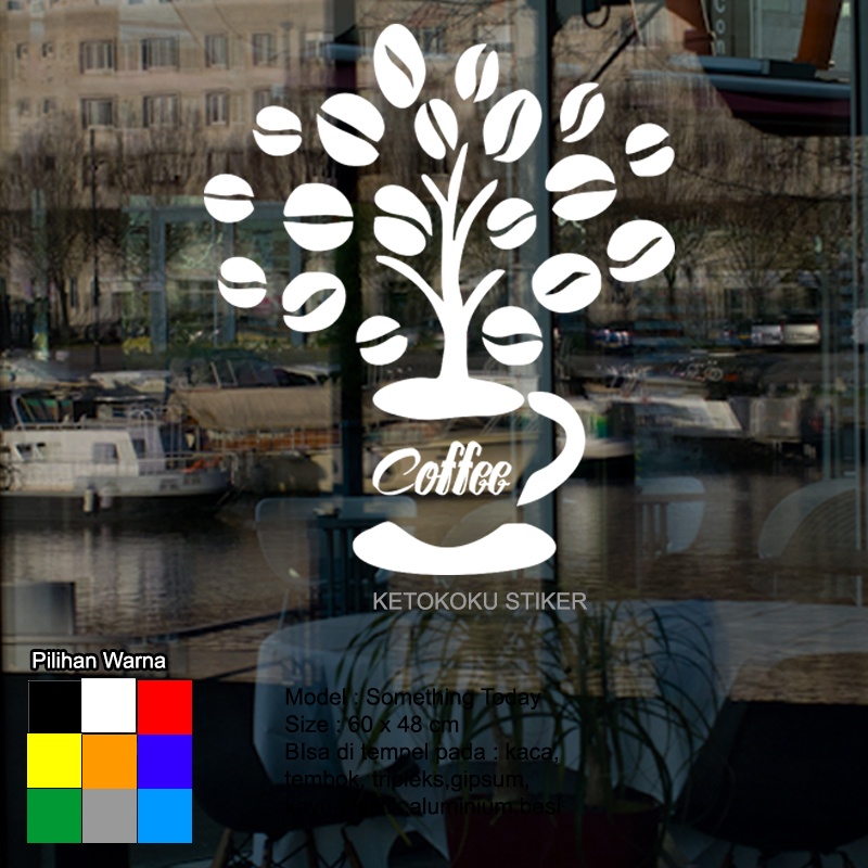 Jual Stiker Kaca Dinding Cafe Resto Pohon Kopi Coffee Shop Jendela Kafe ...