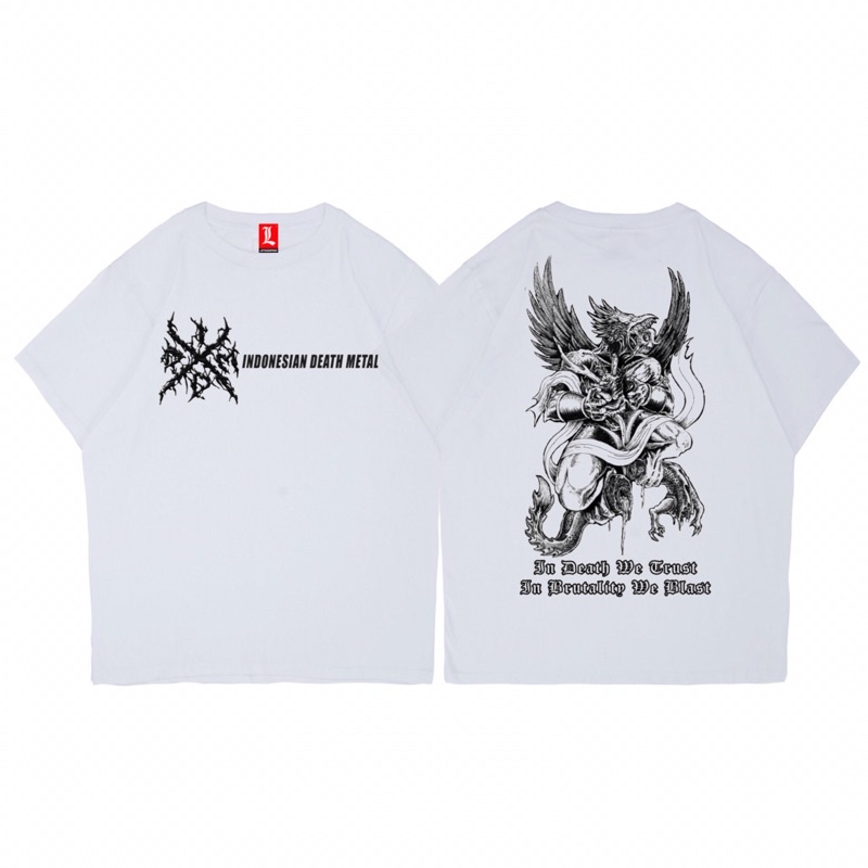 Jual kaos metal Indonesian death metal iddm logo 6 putih kaos metal ...