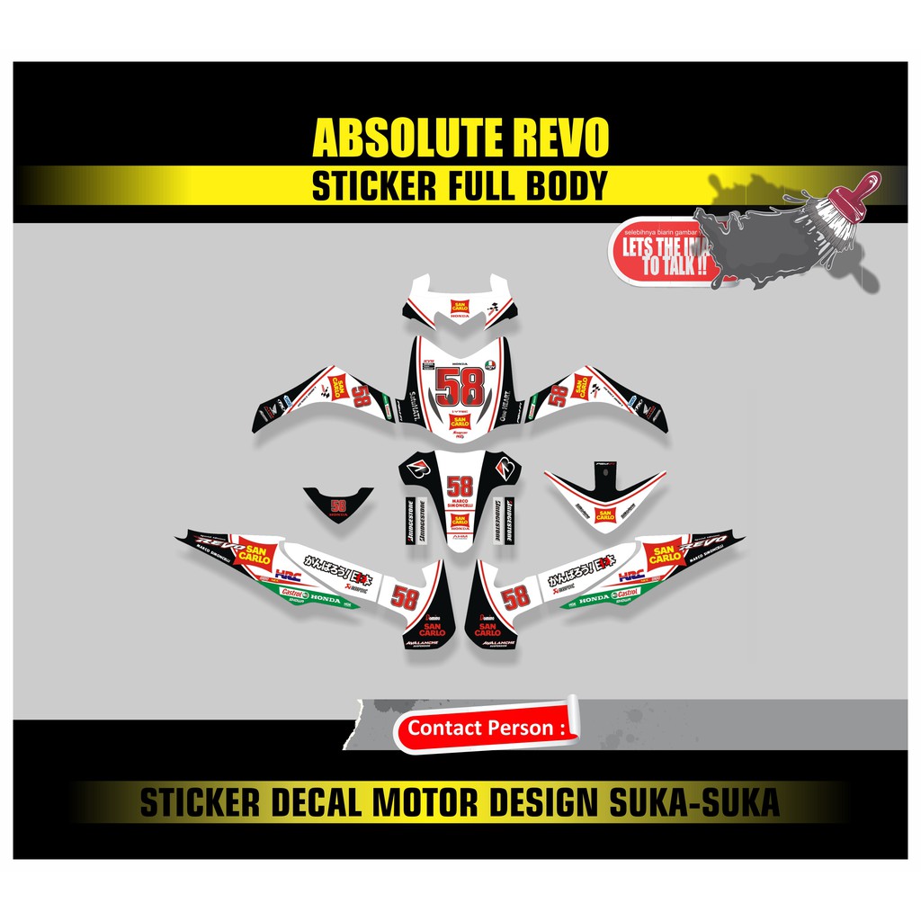 Jual STICKER HONDA REVO 110 DECAL ABSOLUTE REVO FULL BODY SAN CARLO 58 ...