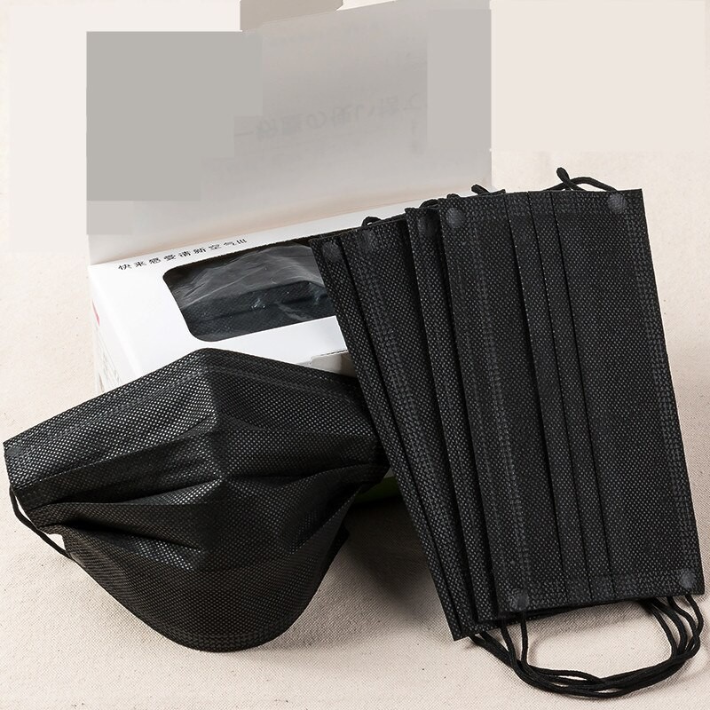 Jual isi 50 Masker Hitam Polos / Masker Korea / Black Disposable Mask ...