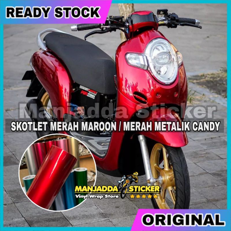 Jual skotlet motor metalik merah candy kualitas premium bahan tebal ...
