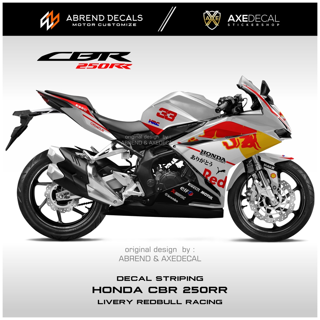 Jual Decal Striping CBR 250 RR Redbull / Stiker Motor Honda CBR 250RR ...