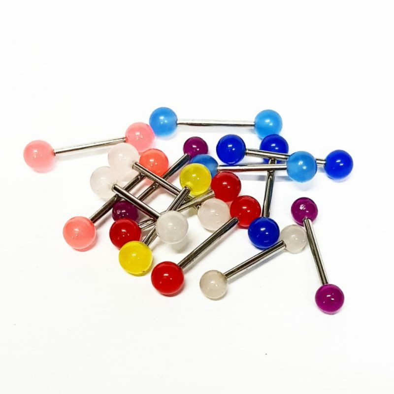 Jual 5PCS Anting Piercing Lidah Barbel Stainless Warna Warni 1.6/14/5/5 ...