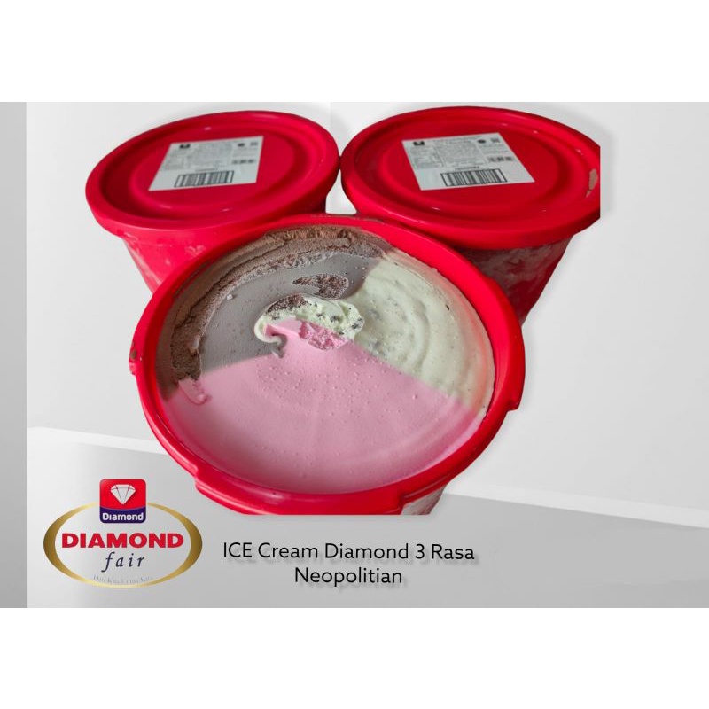 Jual ICE Cream Diamond 8 liter 3 rasa ( Coklat, Vanilla, Strawberry ...