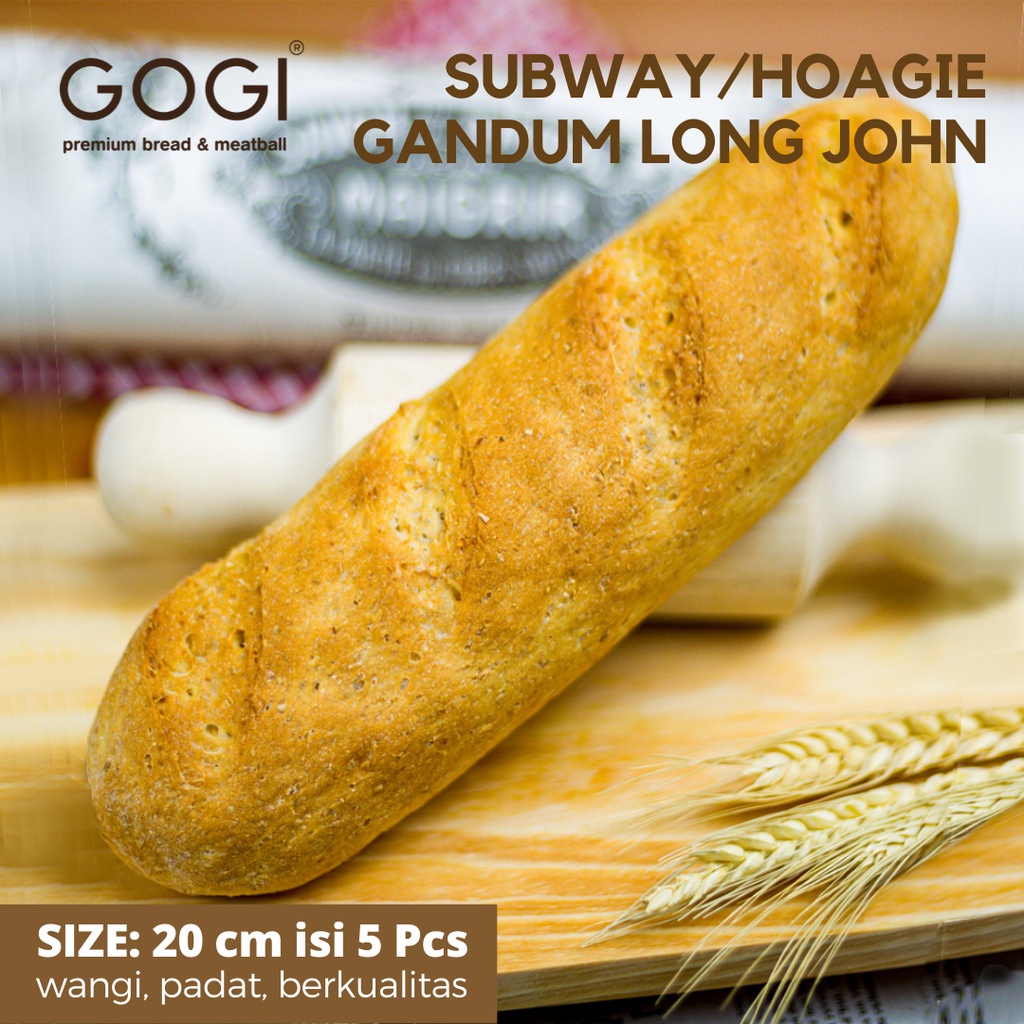 Jual Whole Wheat Hoagie Roll isi 5 pcs 20cm Roti Subway Gandum Roti ...