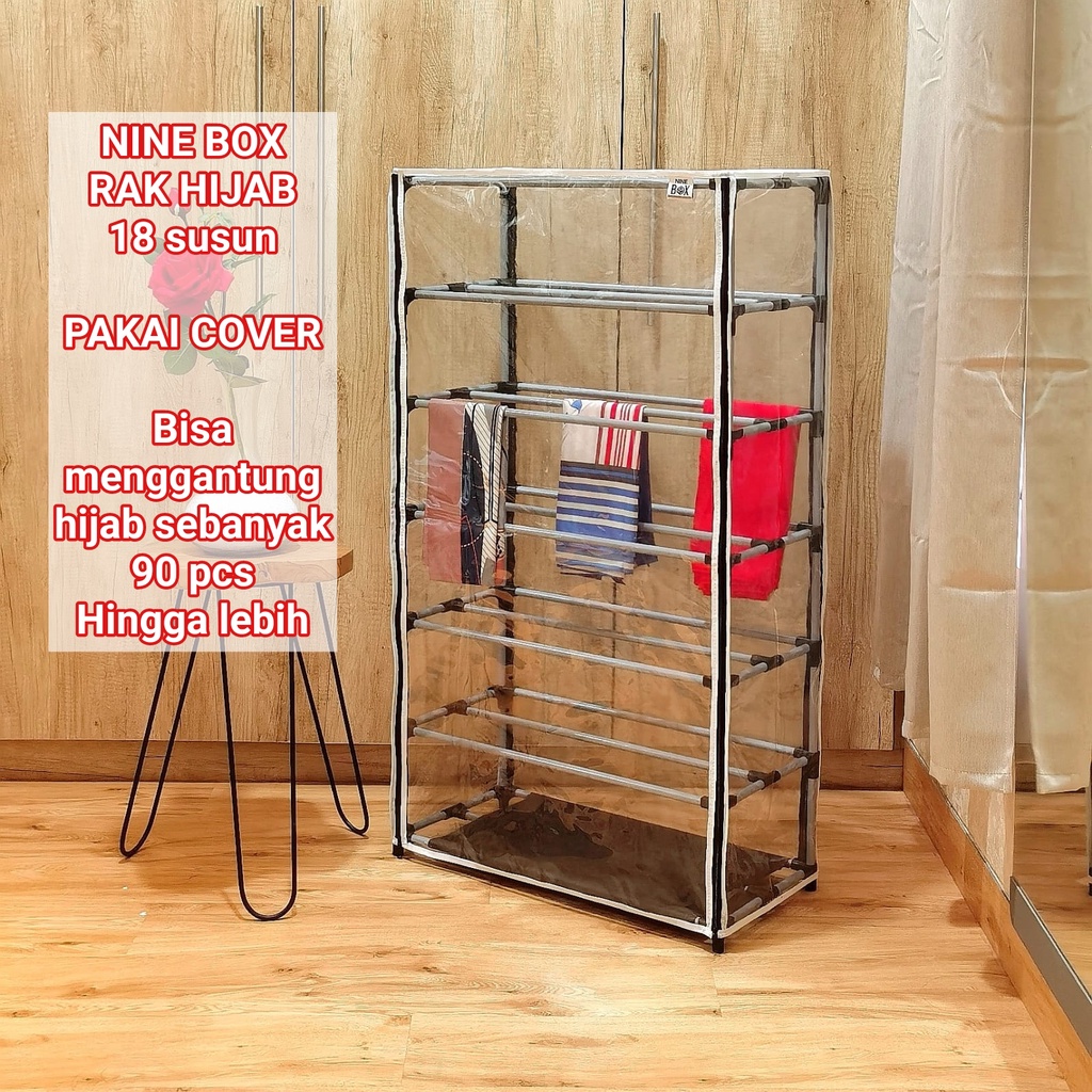 Jual NINE BOX RAK HIJAB JILBAB ANAK 18 SUSUN DENGAN COVER PLASTIK ANTI ...