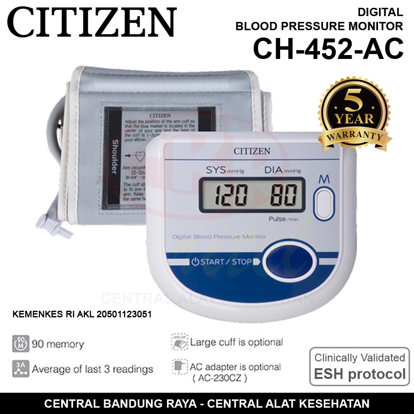 Jual CITIZEN Tensimeter Digital CH-452-AC | Blood Pressure Monitor | Shopee Indonesia