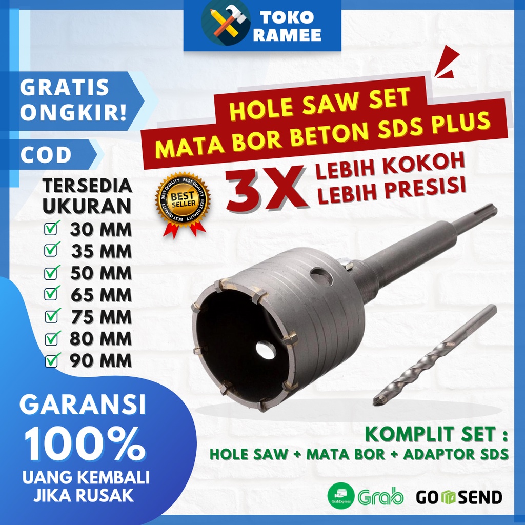 Jual [SET] Mata Bor Hole Saw Pelubang Beton Tembok Pipa AC Perkakas ...