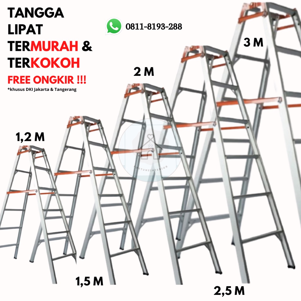 Jual Tangga Lipat Aluminium 1,5 Meter BAHAN TEBAL & KOKOH KUALITAS ...