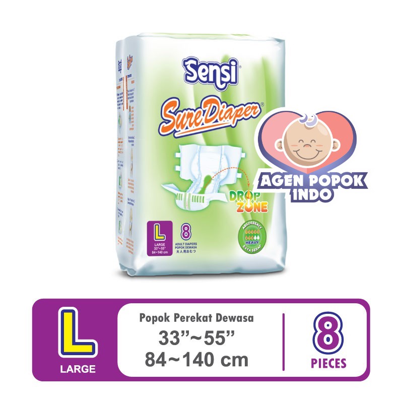 Jual SENSI SURE DIAPER Popok Dewasa Perekat L 8 Adult Diapers Tape L8 | Shopee Indonesia