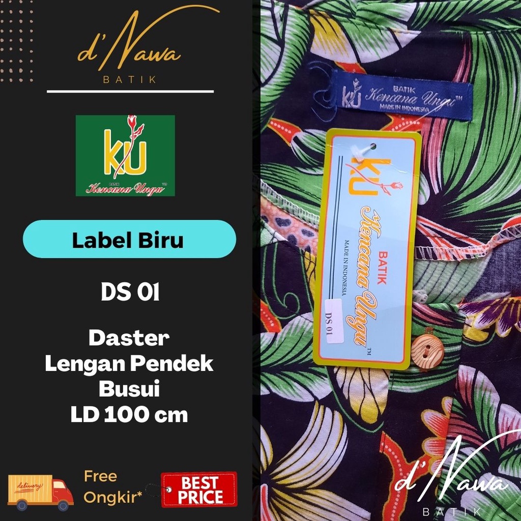 Jual Kencana Ungu Label Biru Daster Lengan Pendek Busui LD 100 - DS 01 ...