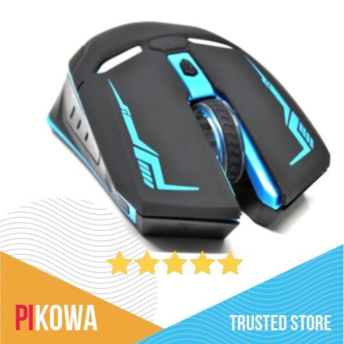 Jual mouse gaming ironman wireless tanpa kabel menyala lampu led gamer ...