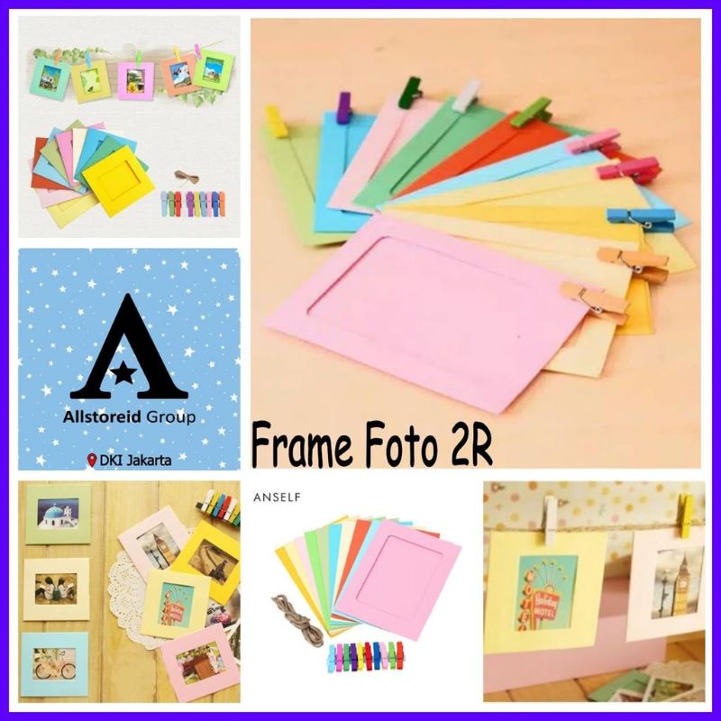 Jual Frame Foto 2R SET tali rami + Bingkai Foto Kertas rainbow & bnw ...