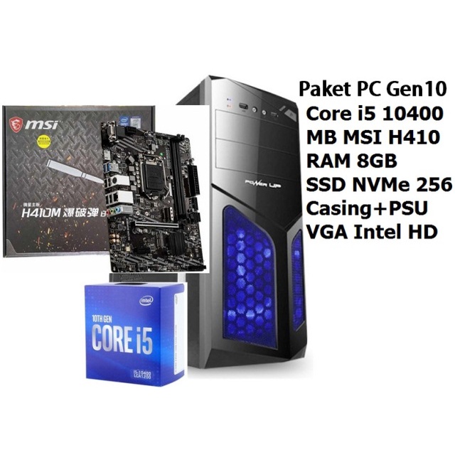 Jual Paket PC Intel Gen10 Core i5 10400 NVMe 256GB RAM8GB VGA Intel UHD ...