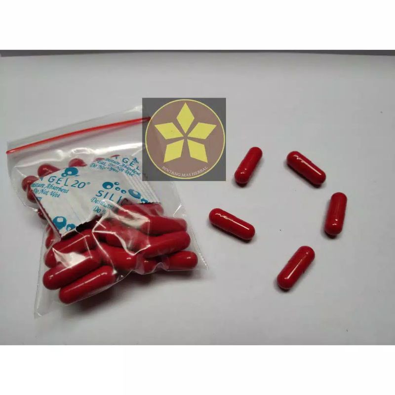 Jual Kapsul Warna Merah Kemasan plastik klip dan botol Isi 30 100 ...