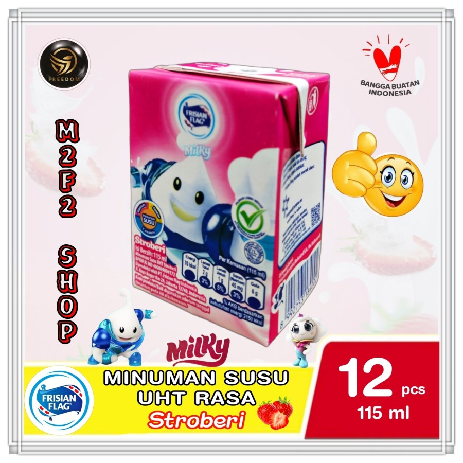 Jual Frisian Flag Susu Bendera Cair Milky Zuzhu Kotak Rasa Stroberi | Strawberry - 115 ml ...