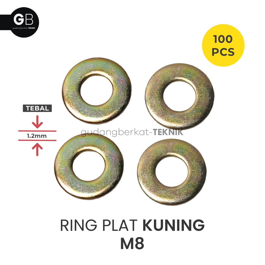 Jual RING PLAT M8 KUNING 100PCS / WASHER PLATE / RINGPLAT 8MM GALVANIS ...