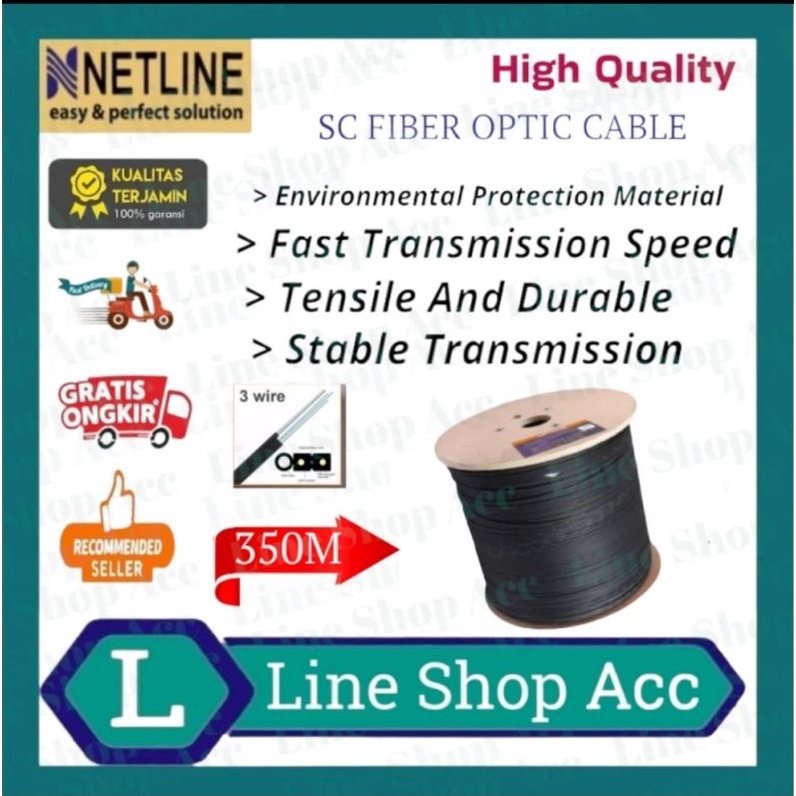 Jual Kabel Fiber Optik 350 Meter Ftth Drop Cable Sc-Sc Fiber Optic (FO ...