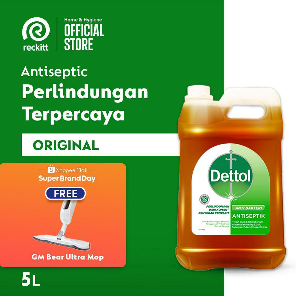 Jual Dettol Antiseptic Liquid 5L FREE GM Bear Ultra Mop | Shopee Indonesia