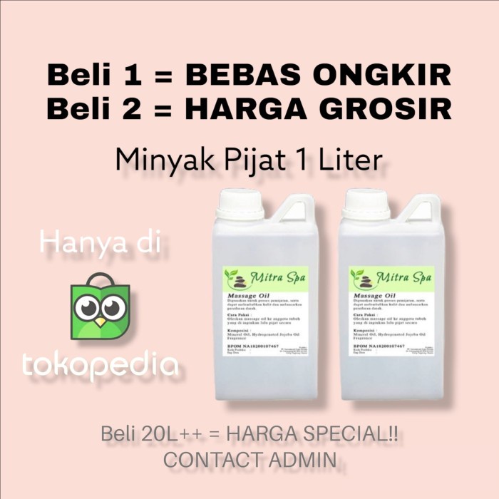 Jual MitraSpa Minyak Pijat 1 Liter Oil Massage Aromatherapy SPA & Reflexy - jasmine (BERKUALITAS ...