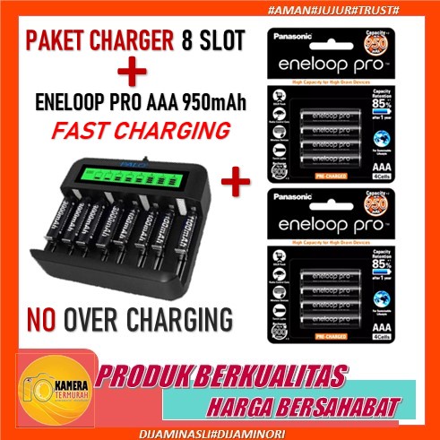 Jual Paket Eneloop PRO AA 2550mAh+ Charger AA / AAA D 8 Slot for enelop ...