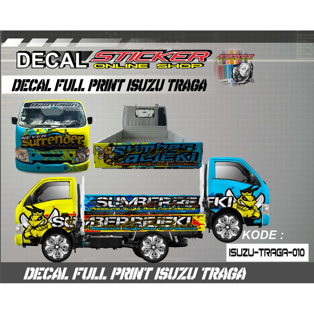 Jual Stiker mobil dekal FULL BODY ISUZU TRAGA PICKUP decal print ...