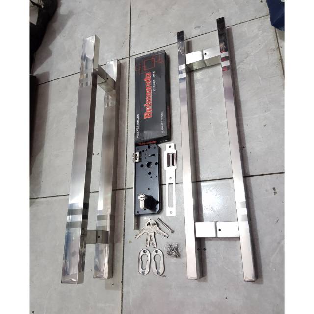 Jual Handle pintu stainless minimalis 60cm baut tembus 2set + body ...