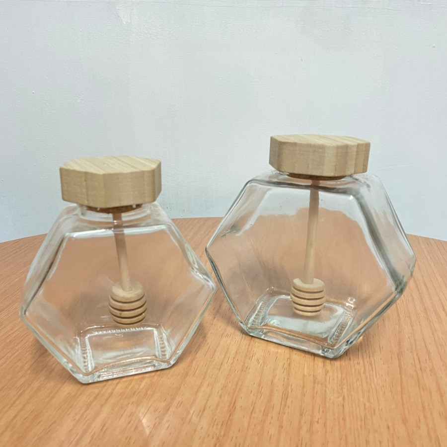 Jual KEMASAN BOTOL KACA MADU HEXAGONAL | Hexagonal Honey Glass Jar ...