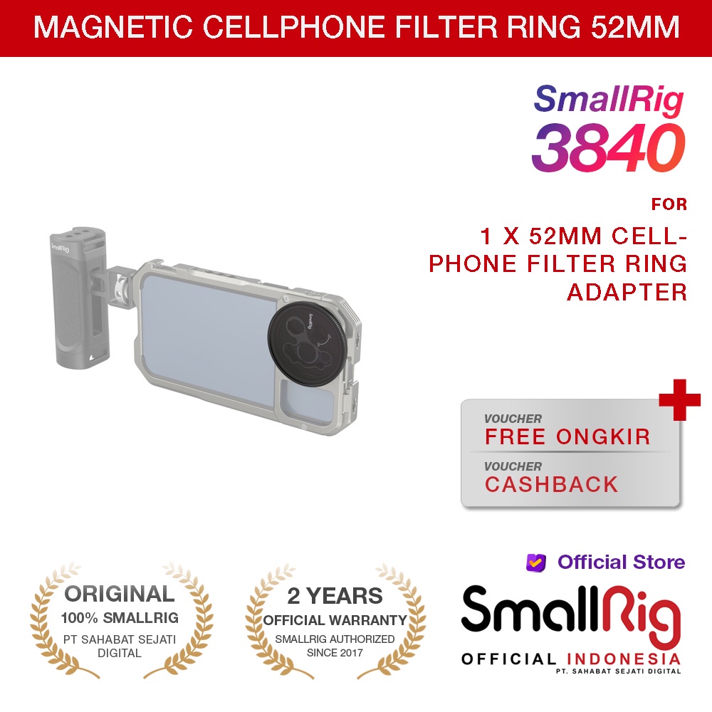 Jual SmallRig 52mm Magnetic Cellphone Filter Ring Adapter (M Mount) 3840 | Shopee Indonesia