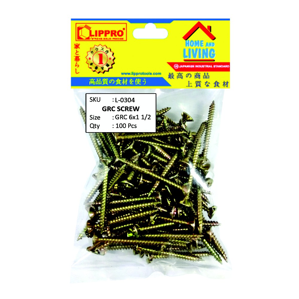 Jual LIPPRO L-0304 SEKRUP GRC 6 x 1-1/2 - SKRUP KALIBOARD GRC - 100 PCS ...