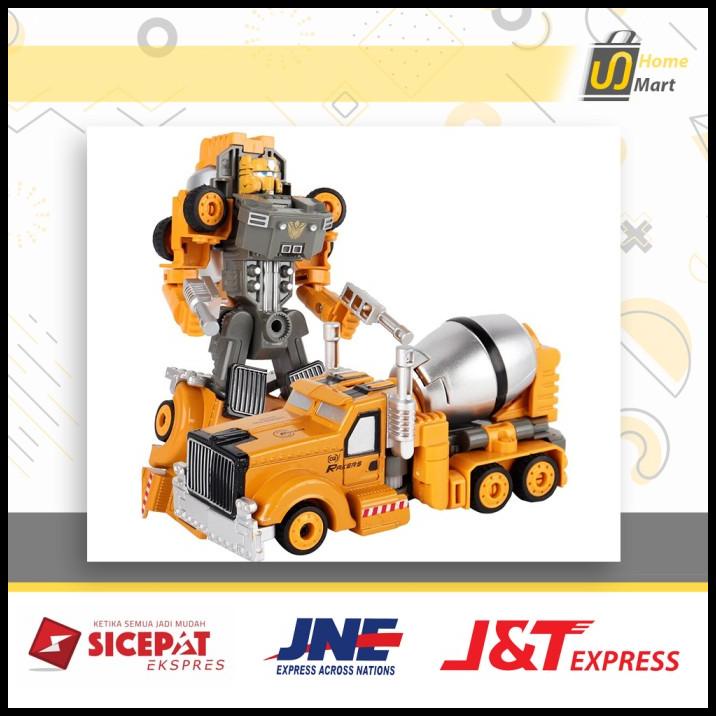 Jual Mainan Anak Mobil Robot Kuning Transformer Truk Semen Action ...