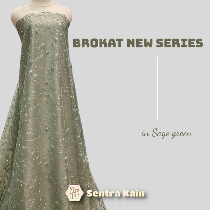 Jual Kain Bahan Brokat Tile New Series Sage Green | Shopee Indonesia
