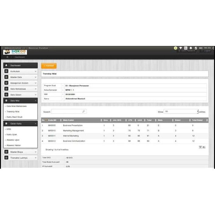 Jual Aplikasi Sistem Informasi Akademik Berbasis Web Di Lengkapi Source ...