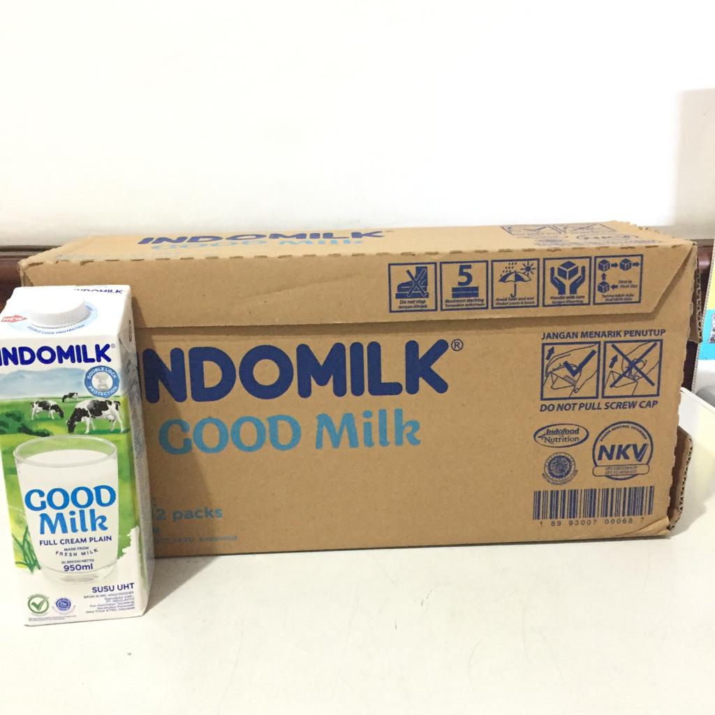 Jual Indomilk Good Milk Full Cream Plain 950ml 1 dus 1x12pcs UHT susu Full Cream | Shopee Indonesia