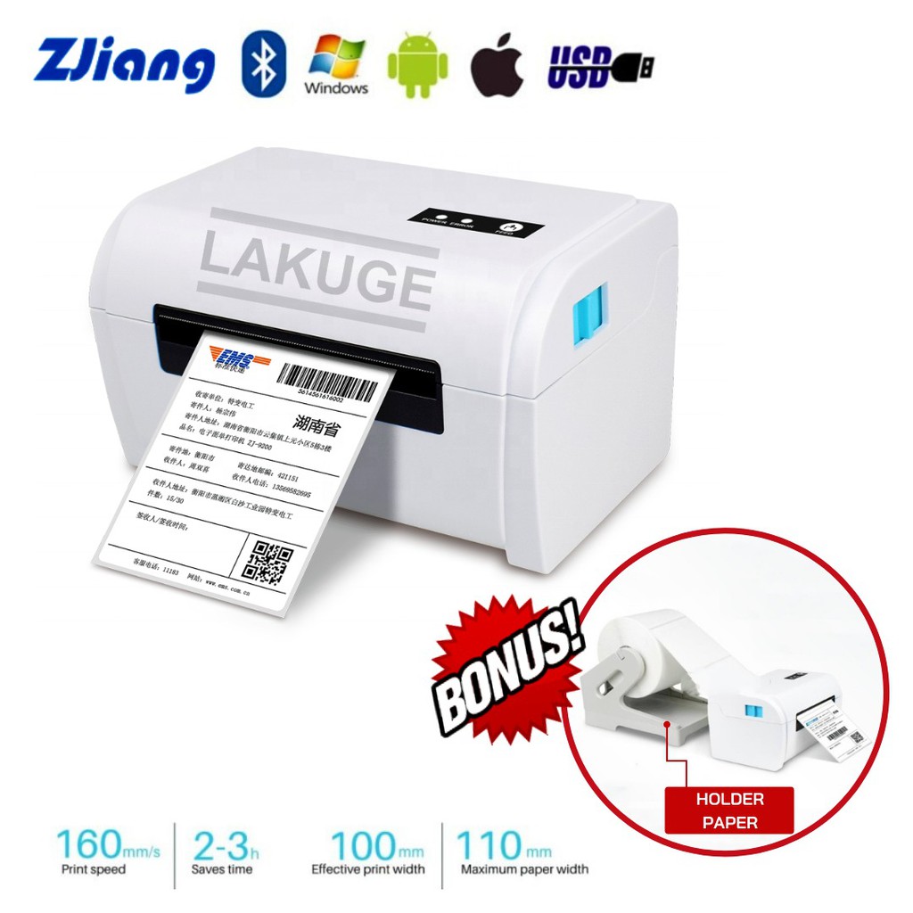 Jual Printer Thermal Receipt Label Barcode 110mm Bluetooth USB Zjiang 9200 | Shopee Indonesia