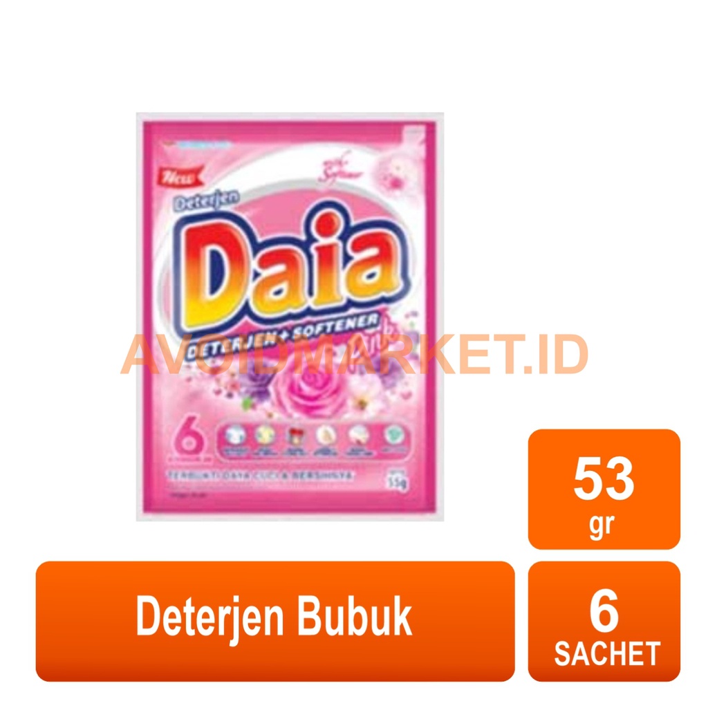 Jual Daia Deterjen Bubuk 53 gr x 6 Sachet ( 1 renceng ) | Shopee Indonesia